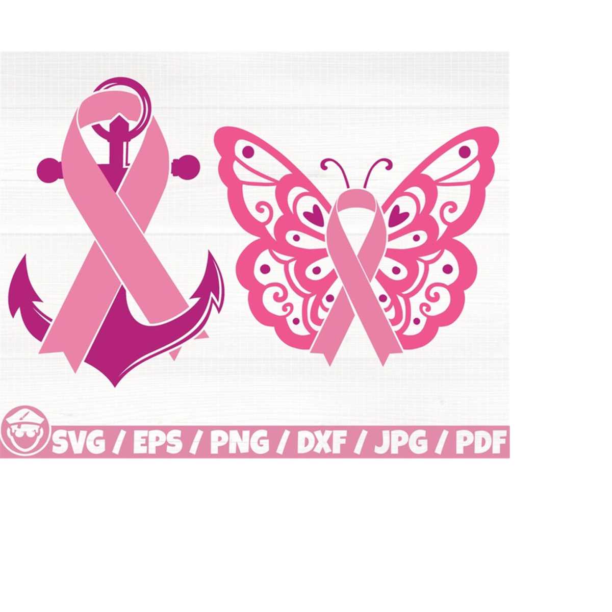 Cancer Awareness Anchor, Butterfly x2 Svg/Eps/Png/Dxf/Jpg/Pd | Inspire ...