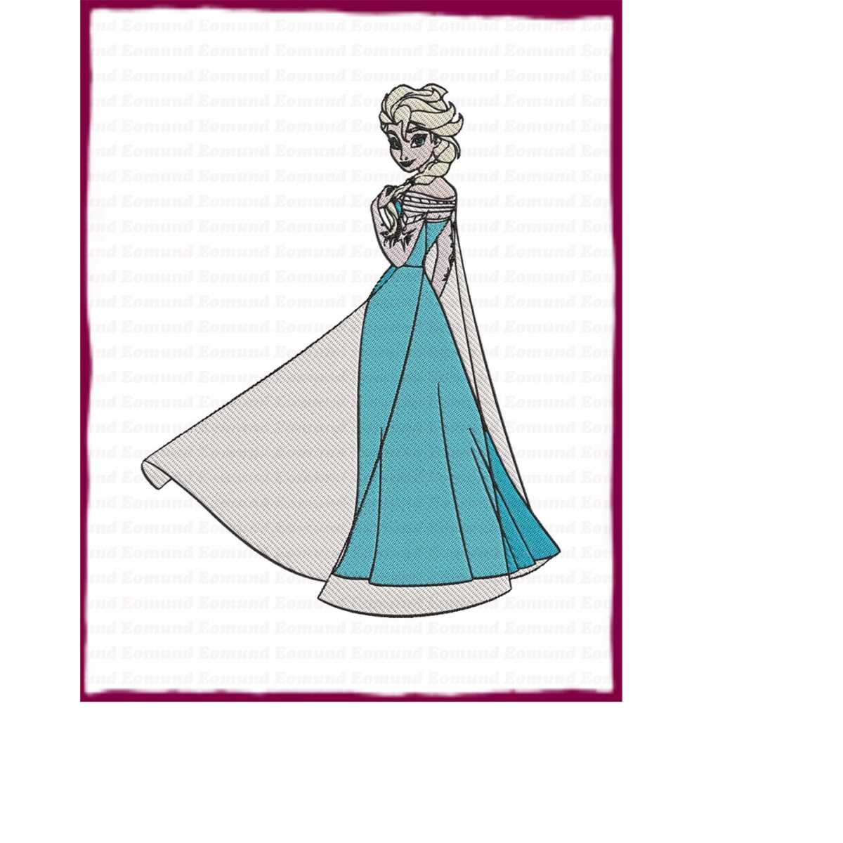 Elsa Frozen Filled Embroidery Design 9 - Instant Download | Inspire Uplift