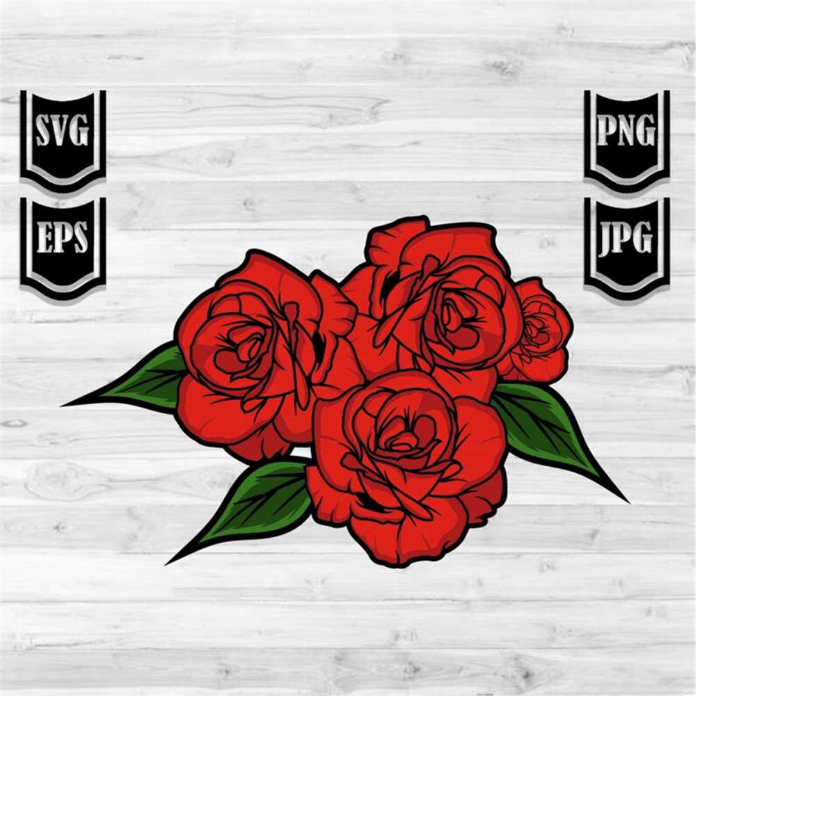 Roses illustration Svg file | Red Roses Cut File | Flower Cl | Inspire ...