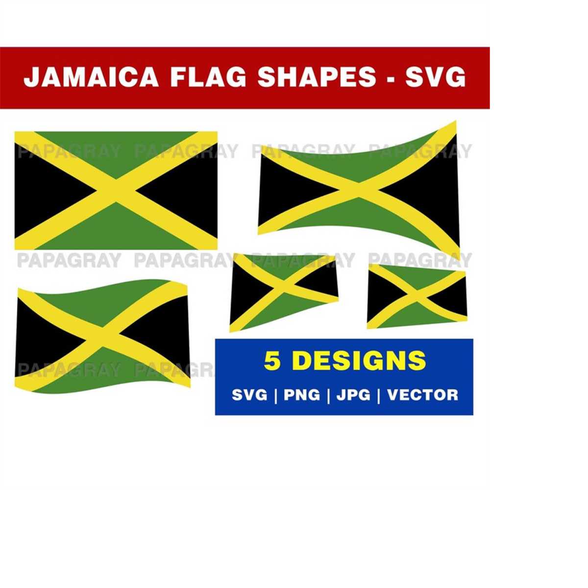 Jamaica Flag Shapes SVG Graphic - 5 Designs | Digital Downlo | Inspire ...