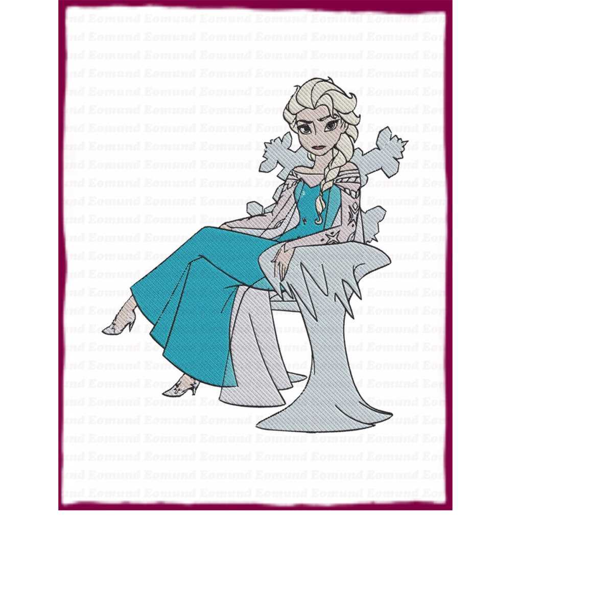 Elsa Frozen Filled Embroidery Design 15 - Instant Download | Inspire Uplift