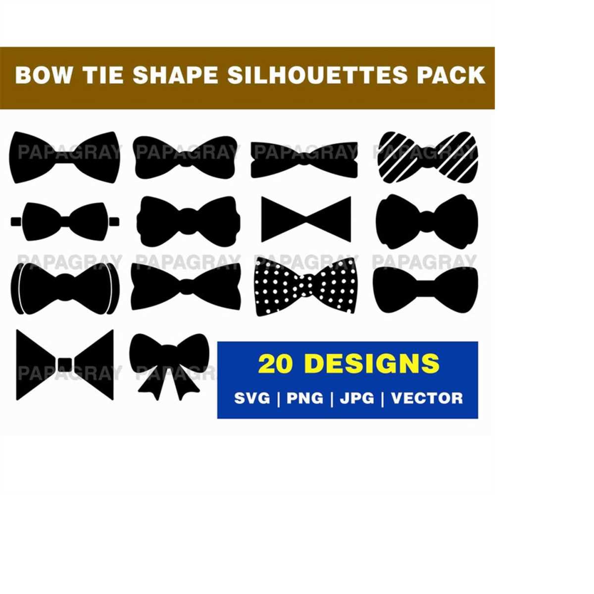 Bow Tie SVG Silhouette Pack - 20 Designs | Digital Download | Inspire ...