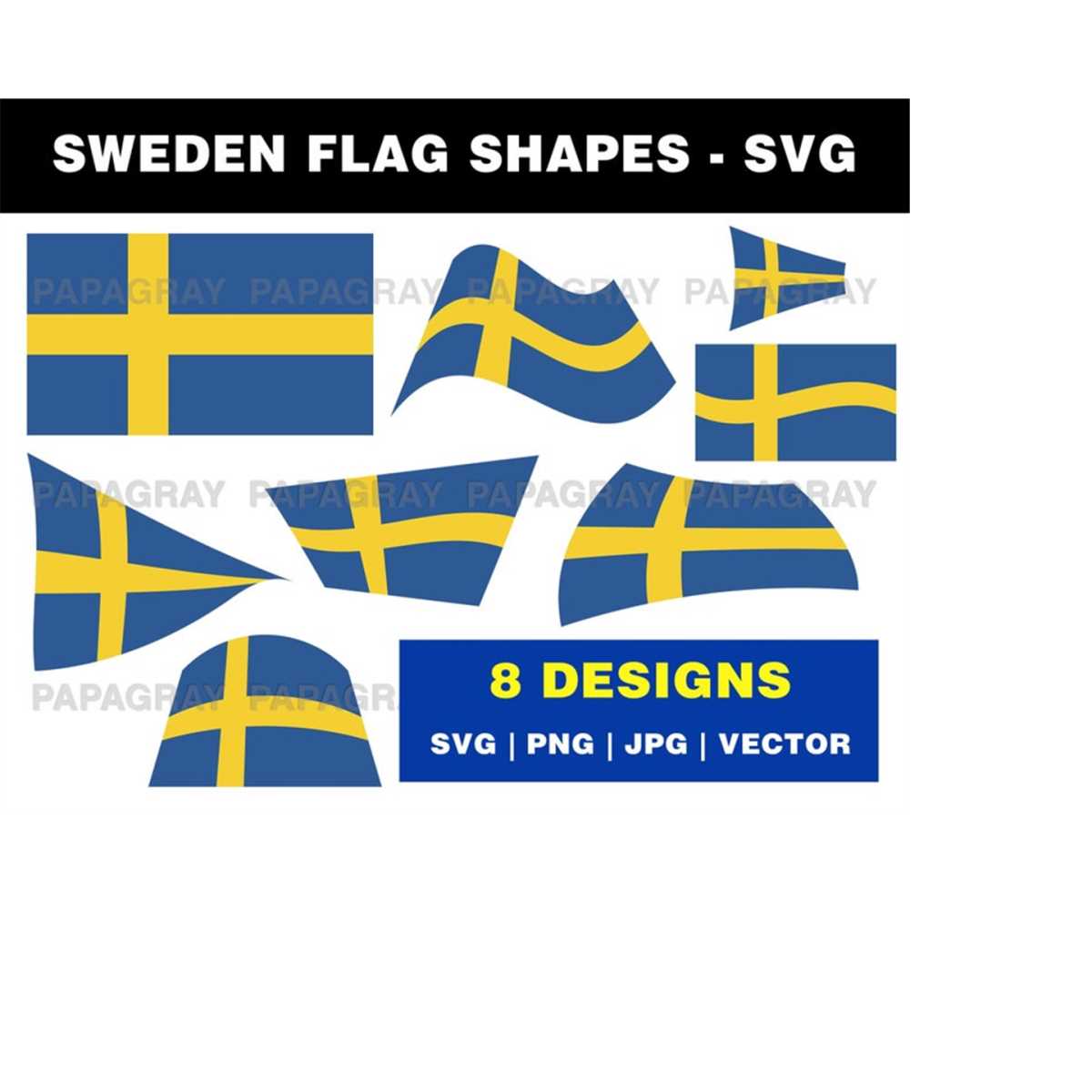 Sweden Flag Shapes SVG Graphic - 8 Designs | Digital Downloa | Inspire ...