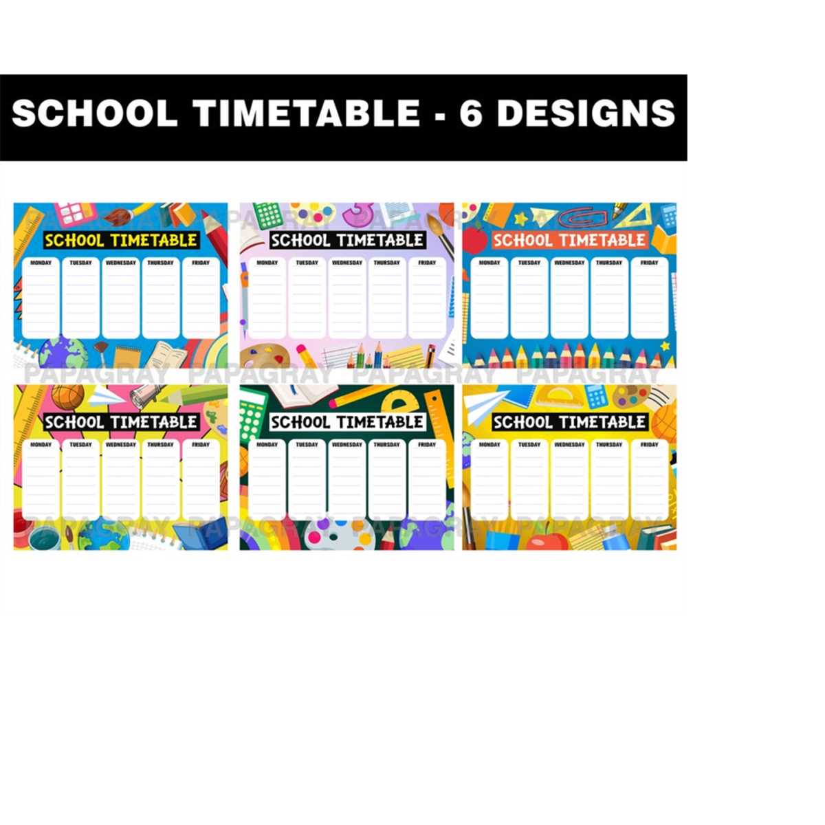 School Timetable Planner Printable - 6 Designs | Digital Dow | Inspire ...
