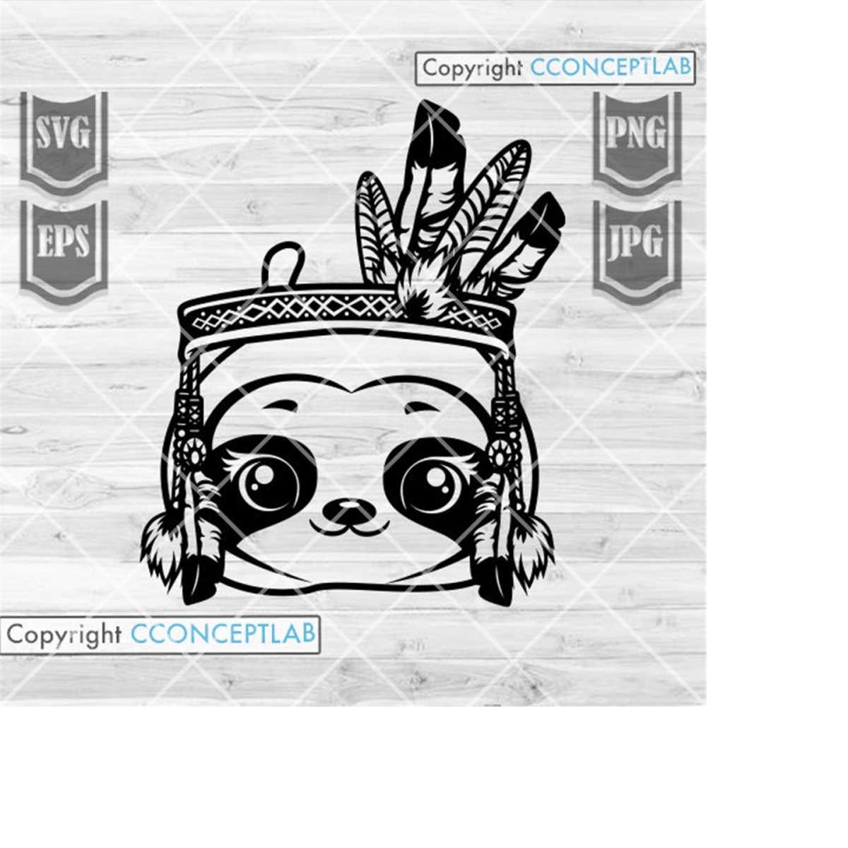Cute Sloth with Native Headdress svg | Sloth Clipart | Anima | Inspire ...