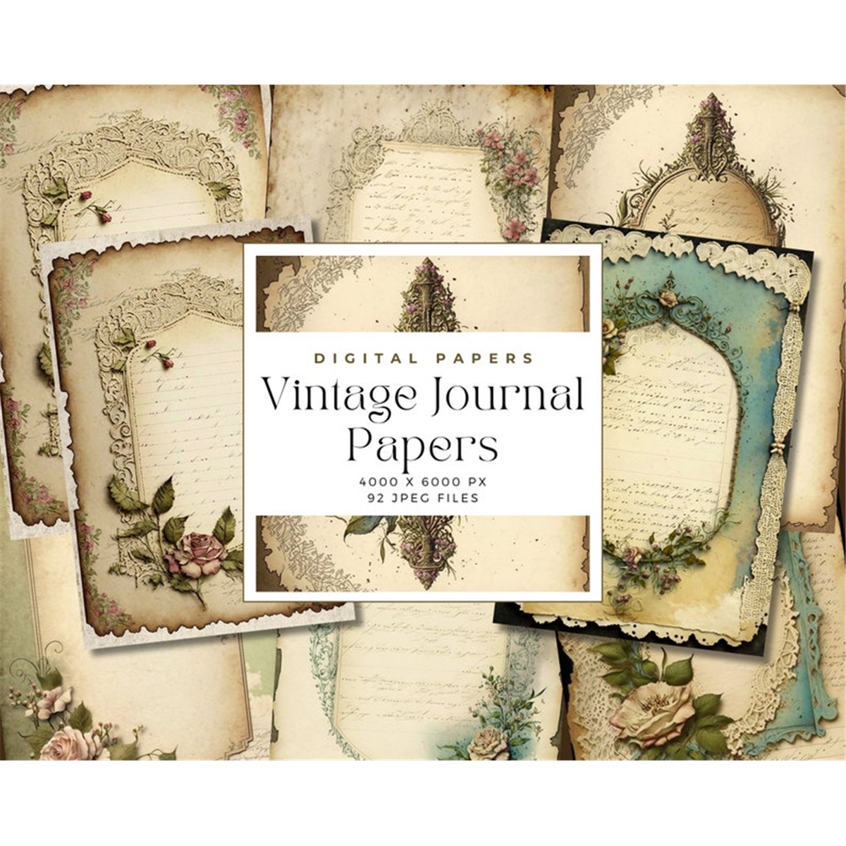 Junk Journal Printable Vintage Papers, Vintage Paper Journal | Inspire ...