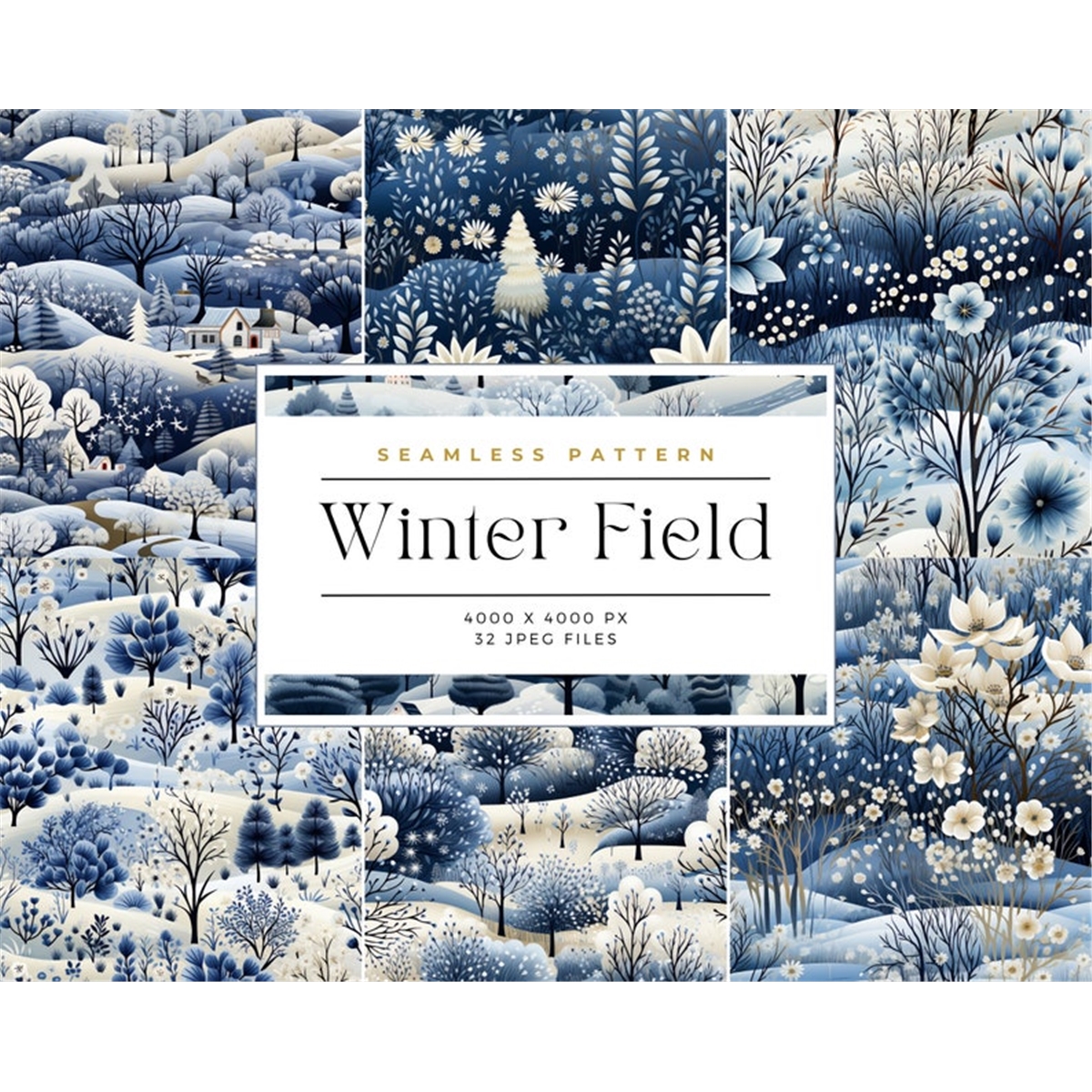 Winter Field Digital Paper, seamless Winter Field patterns, | Inspire ...