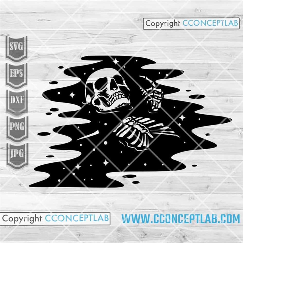 Skull Floating svg | Human Skeleton Cutfile | Outer Space Cl | Inspire ...