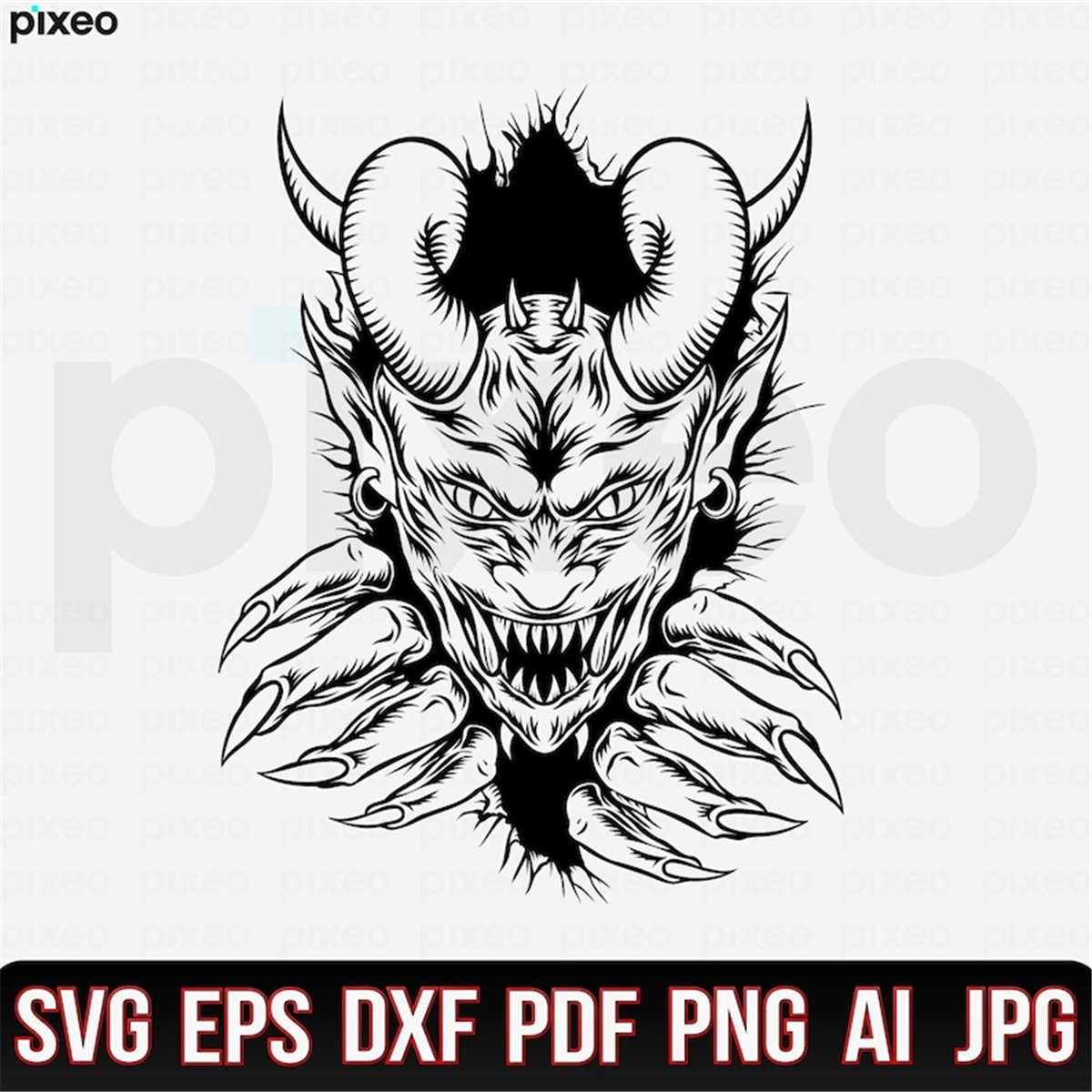 Demon In The Wall SVG, Scary Demon SVG, Demon SVG, Demon Cli - Inspire ...