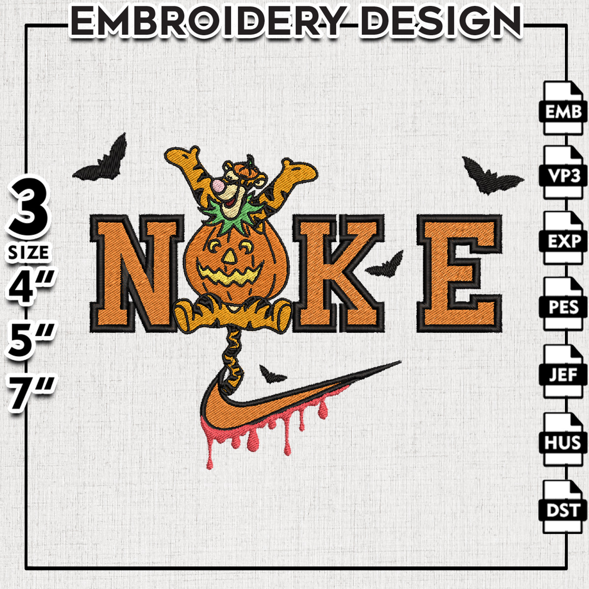 Nike Tigger Pumpkin Halloween Embroidery Designs, Spooky Sea | Inspire ...