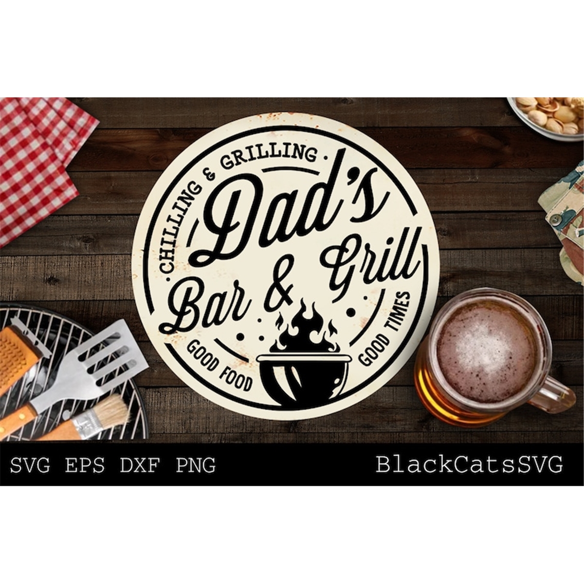 Round dad's bar and grill svg, Grilling svg, BBQ Svg, Dad's - Inspire ...
