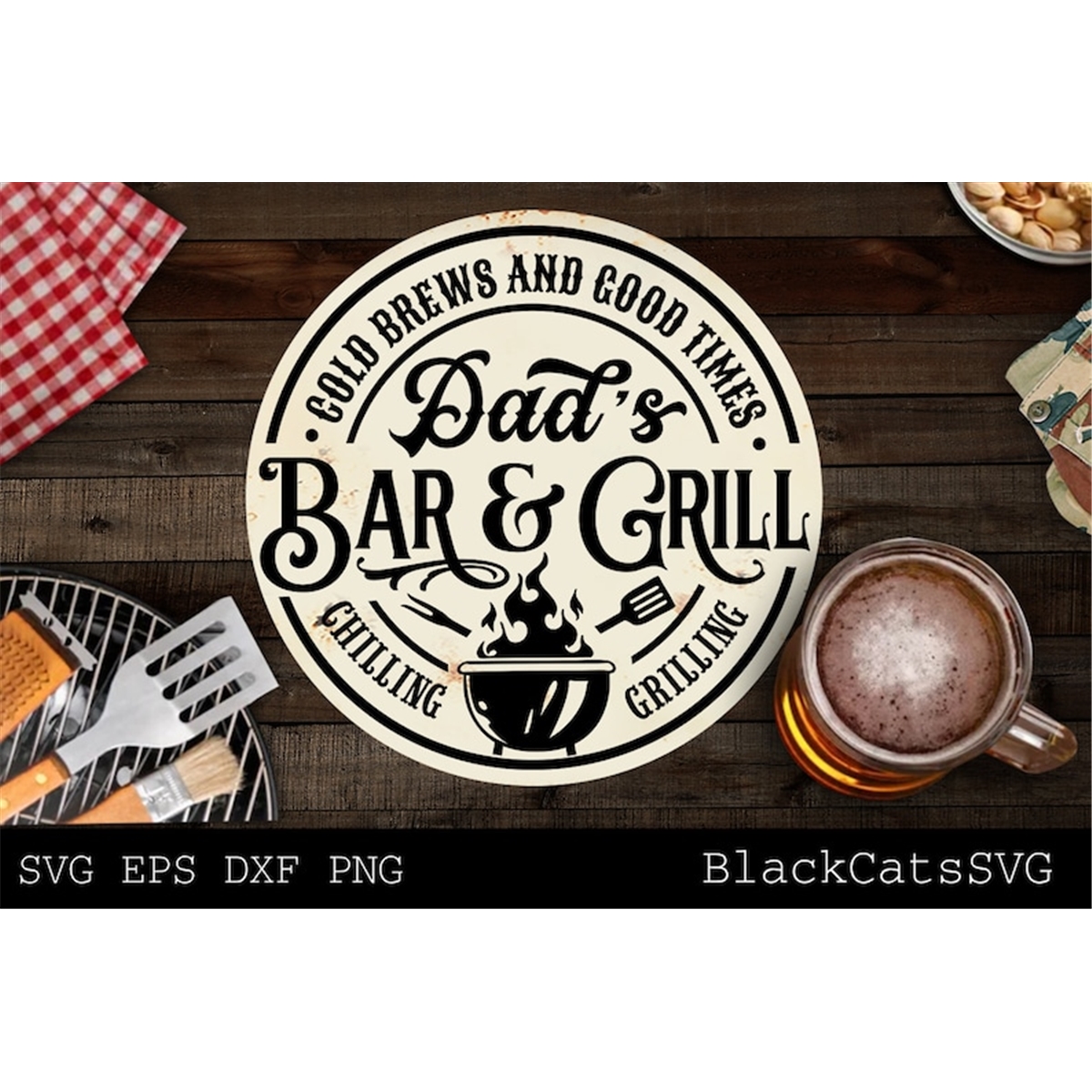 Round dad's bar and grill svg, Grilling svg, BBQ Svg, Dad's - Inspire ...