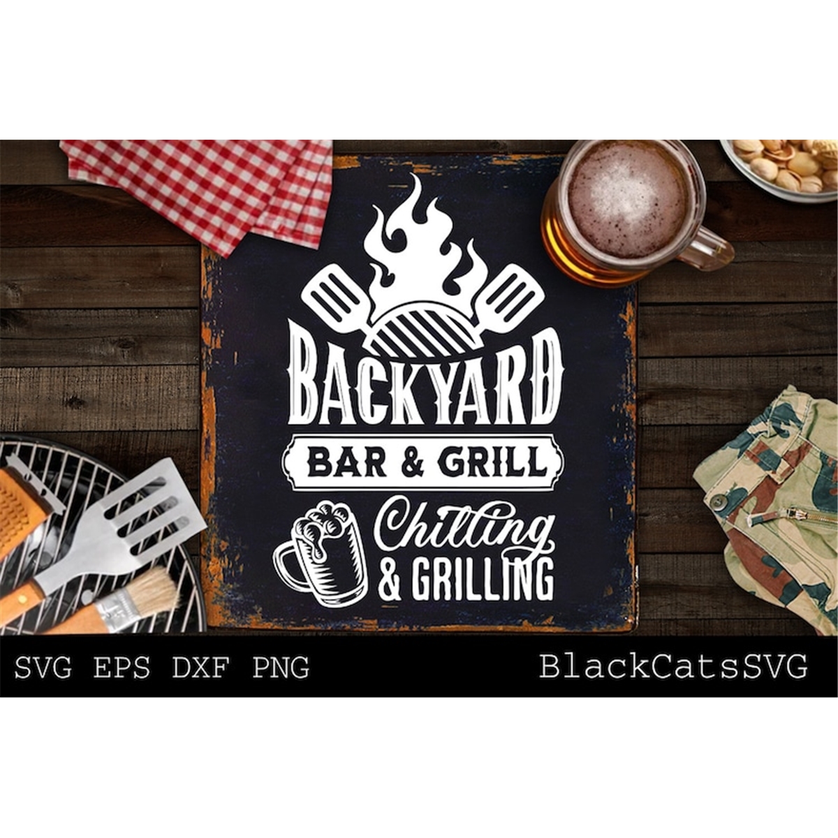 Backyard bar and grill svg, Chilling and Grilling svg, BBQ S | Inspire ...