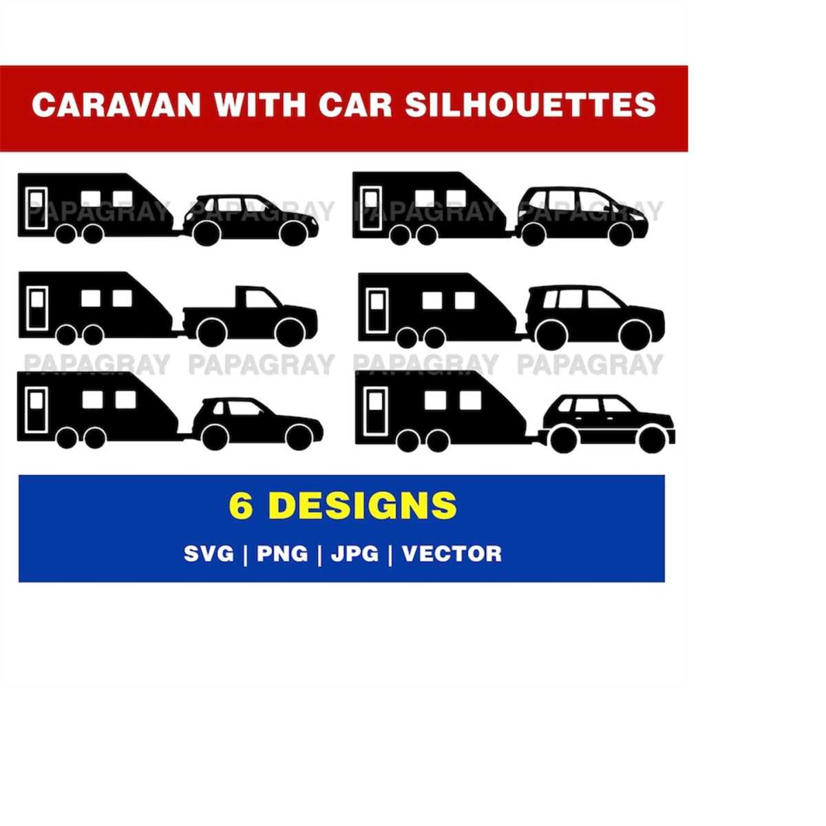 Caravan with Car Silhouette Pack - 6 Designs | Digital Downl | Inspire ...