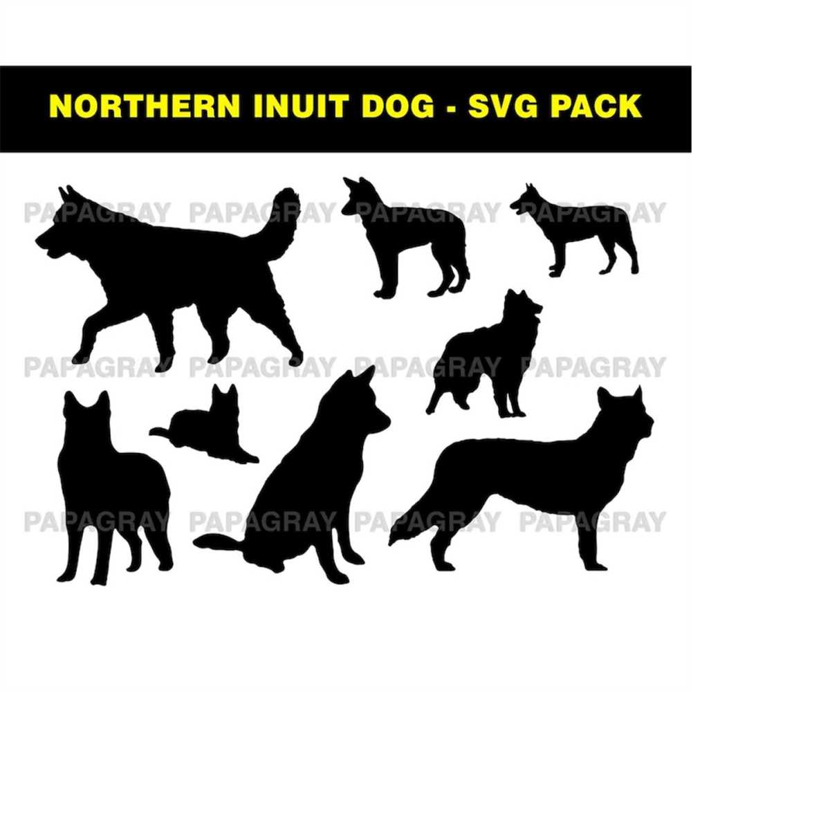 Northern Inuit Dog Silhouette Pack - 8 Designs | Digital Dow | Inspire ...