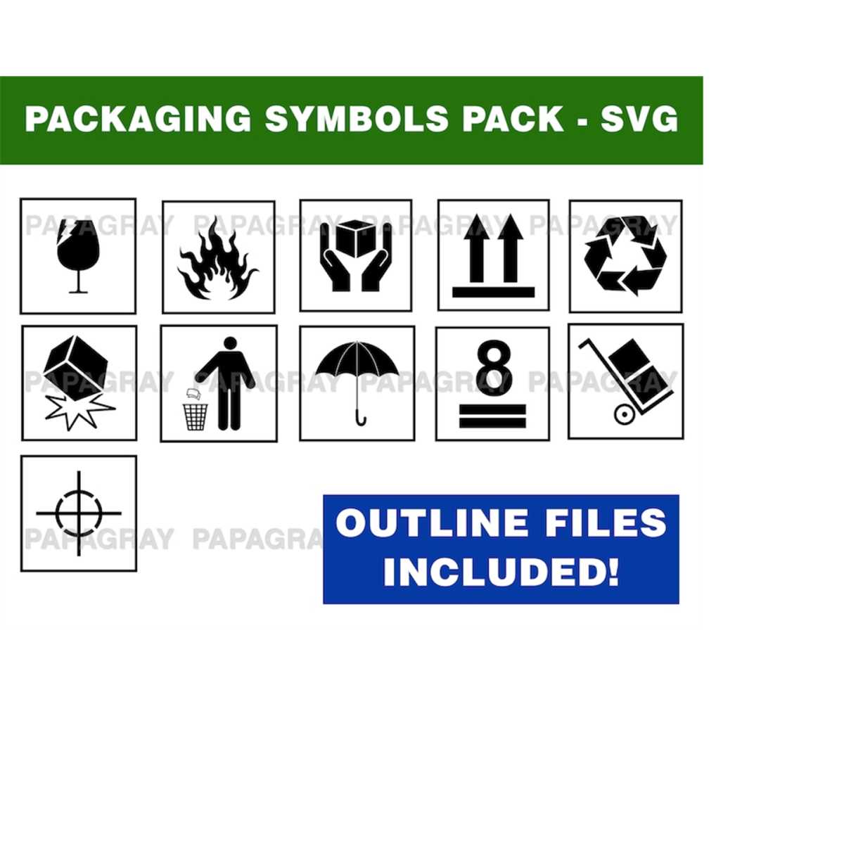 Packaging Symbols SVG Pack - 11 Designs | Digital Download | | Inspire ...
