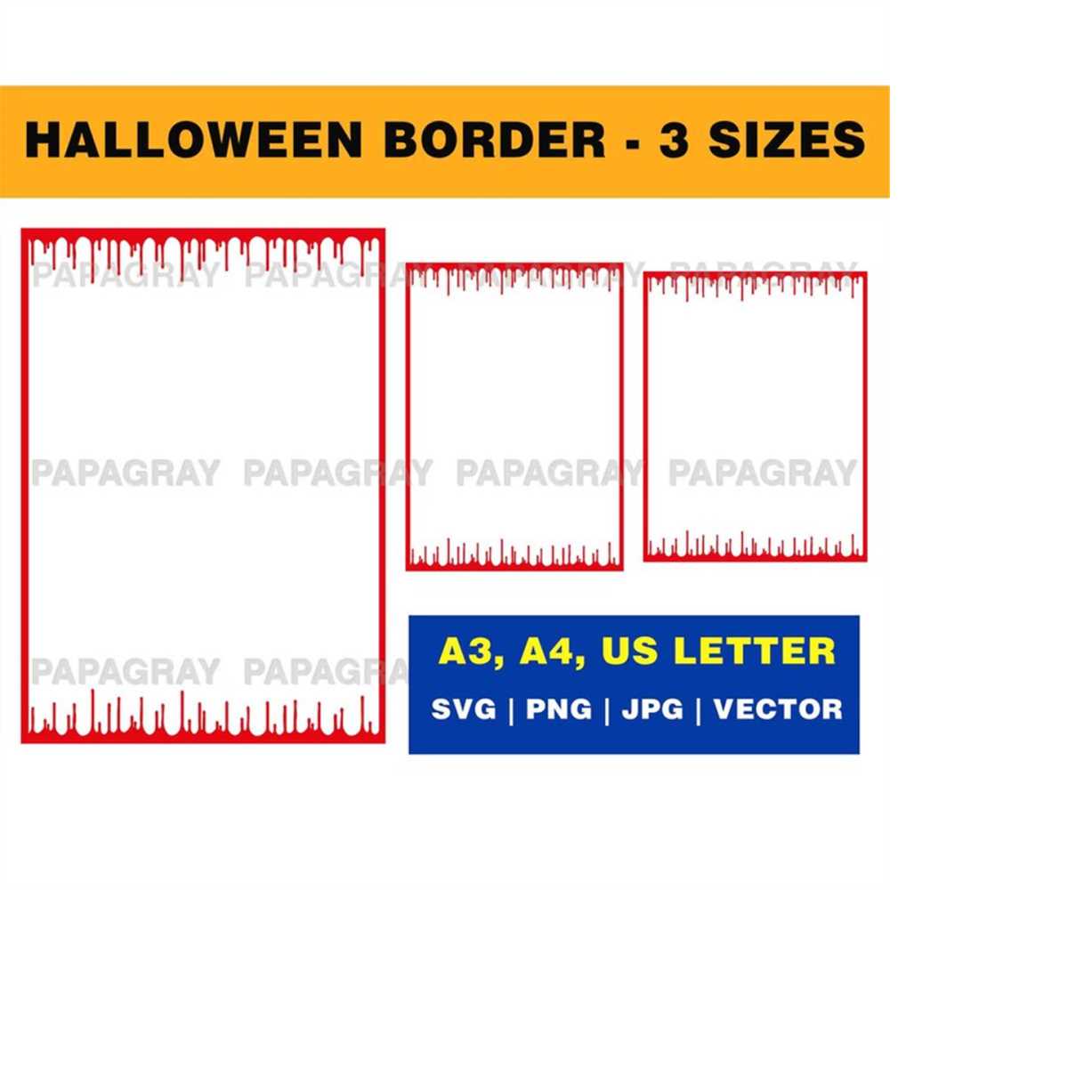 Halloween Border - 1 Design - A3, A4, US Letter Sizes | Digi | Inspire ...