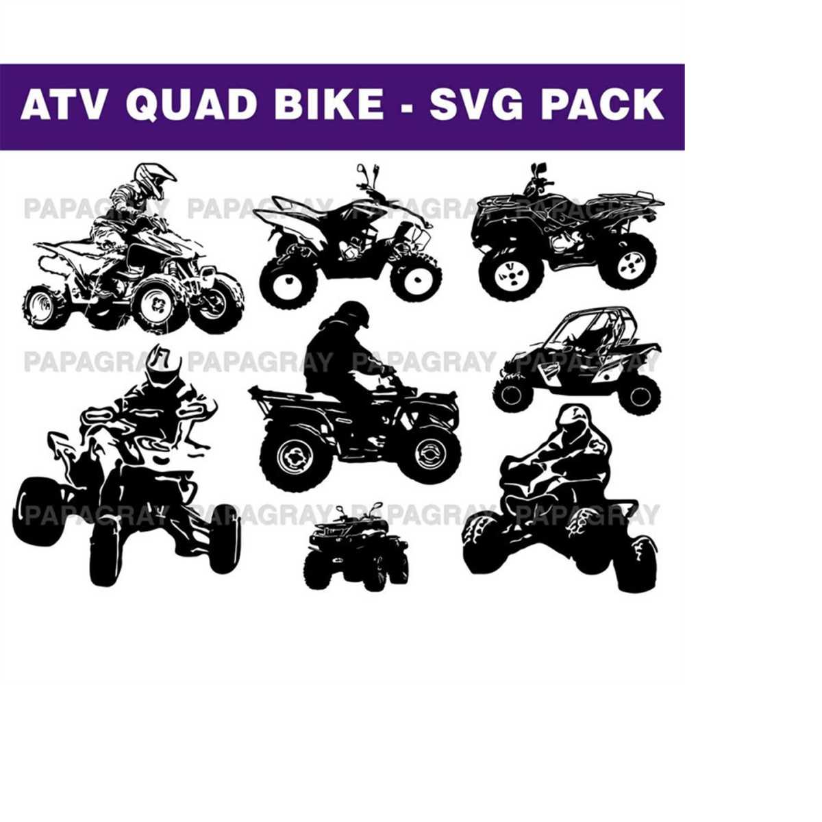 ATV Quad Bike Silhouette Pack - 8 Designs | Digital Download - Inspire ...