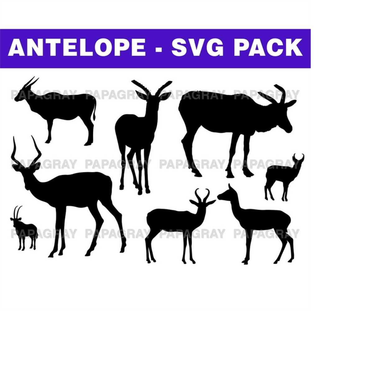 Antelope Silhouette Pack - 8 Designs | Digital Download | An | Inspire ...