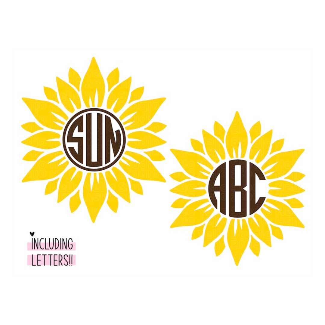 Sunflower Monogram SVG Bundle, Sunflower Svg, Circle Monogra - Inspire Uplift