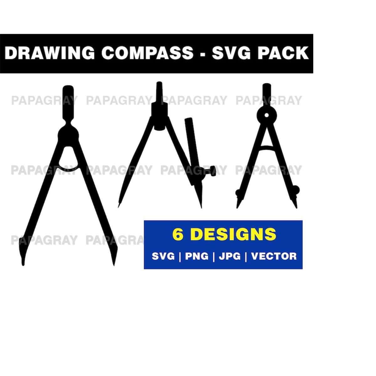 Drawing Compass - 6 Designs | Digital Download | Compass svg | Inspire Uplift