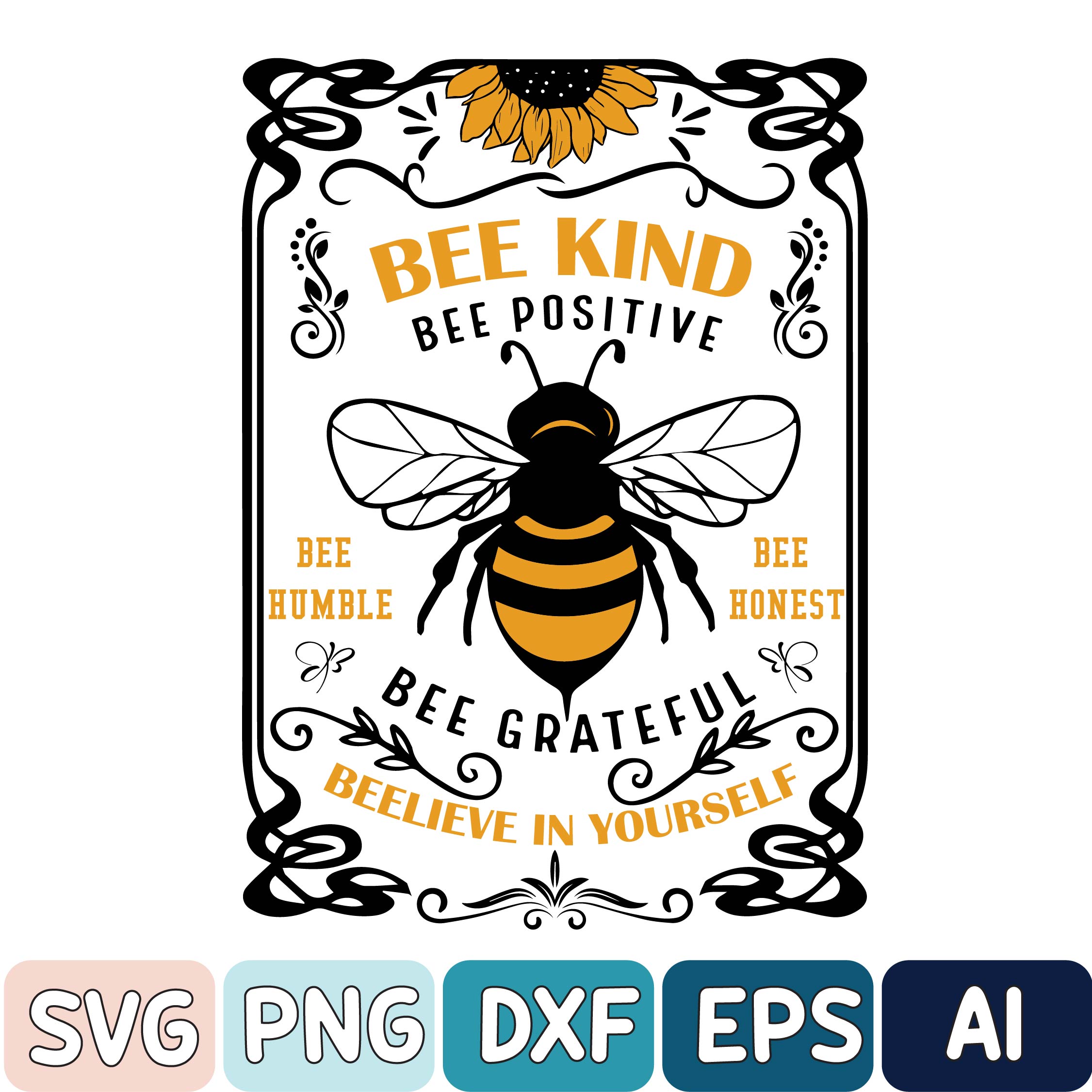 Bee Kind Bee Positive Bee Humble Cute Svg, Bee Kind Svg, Bee | Inspire ...