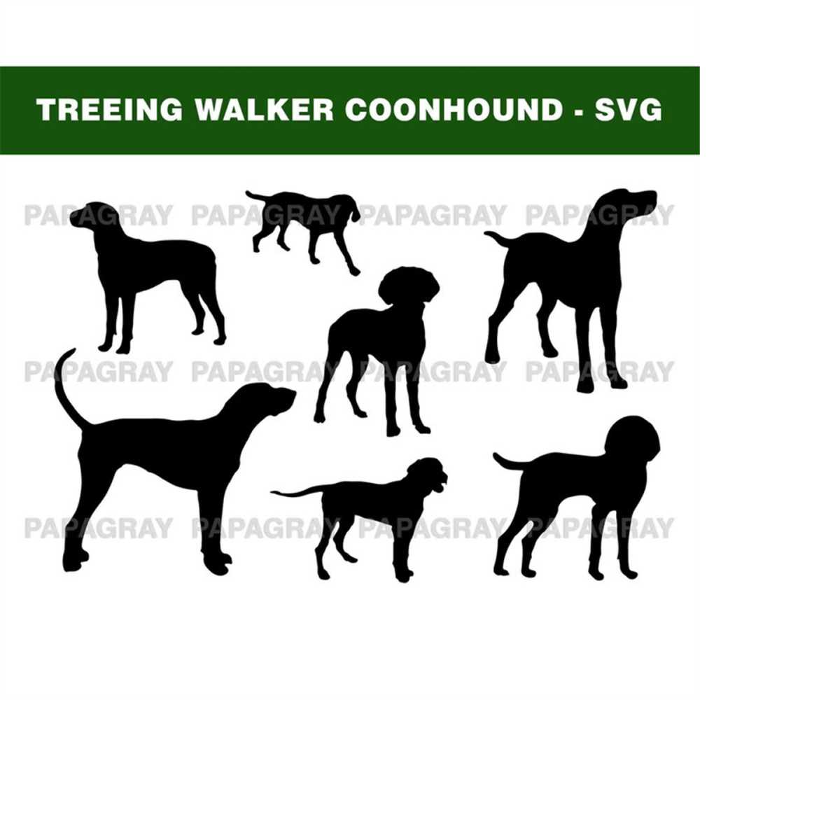Treeing Walker Coonhound Dog Silhouette Pack - 7 Designs | D | Inspire ...