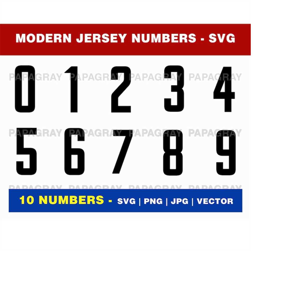 Modern Jersey Numbers SVG Pack - 10 Numbers | Digital Downlo | Inspire ...