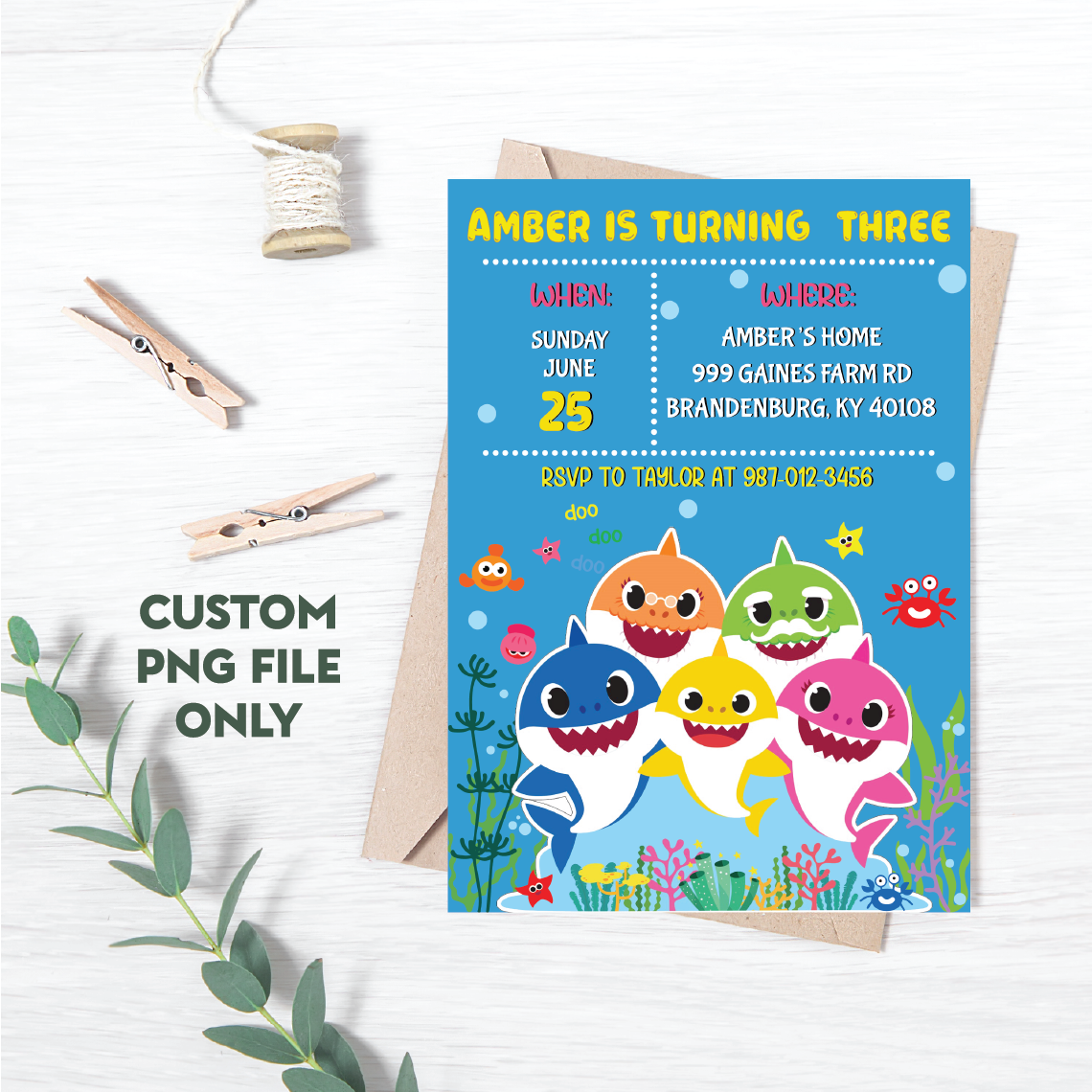 Personalized File Baby Shark Invitation, Baby Birthday Invit | Inspire ...