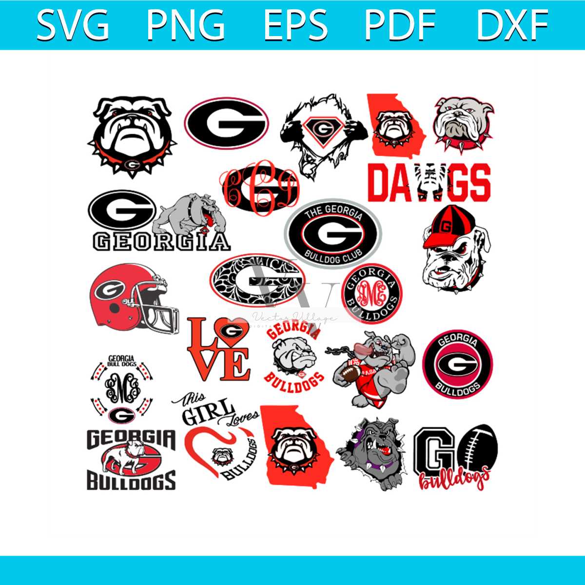 Georgia Bulldogs Logo bundle Svg, Eps, Dxf, Png Instant Down | Inspire ...