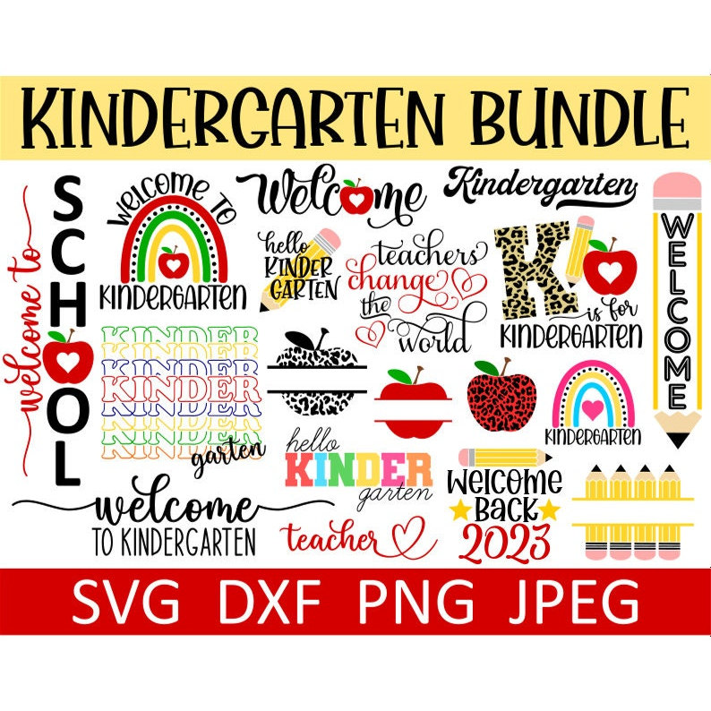 Kindergarten SVG Bundle, Kindergarten Teacher SVG, School, | Inspire Uplift