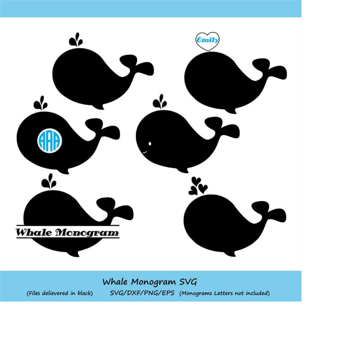 Whale SVG, Whale Monogram SVG, Whale Silhouette, Whale Monog | Inspire ...