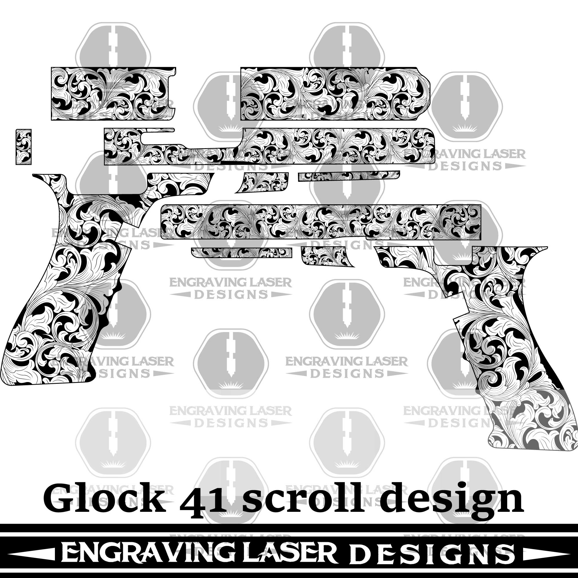 Engraving Laser Designs Glock 41 scroll design | Inspire Uplift