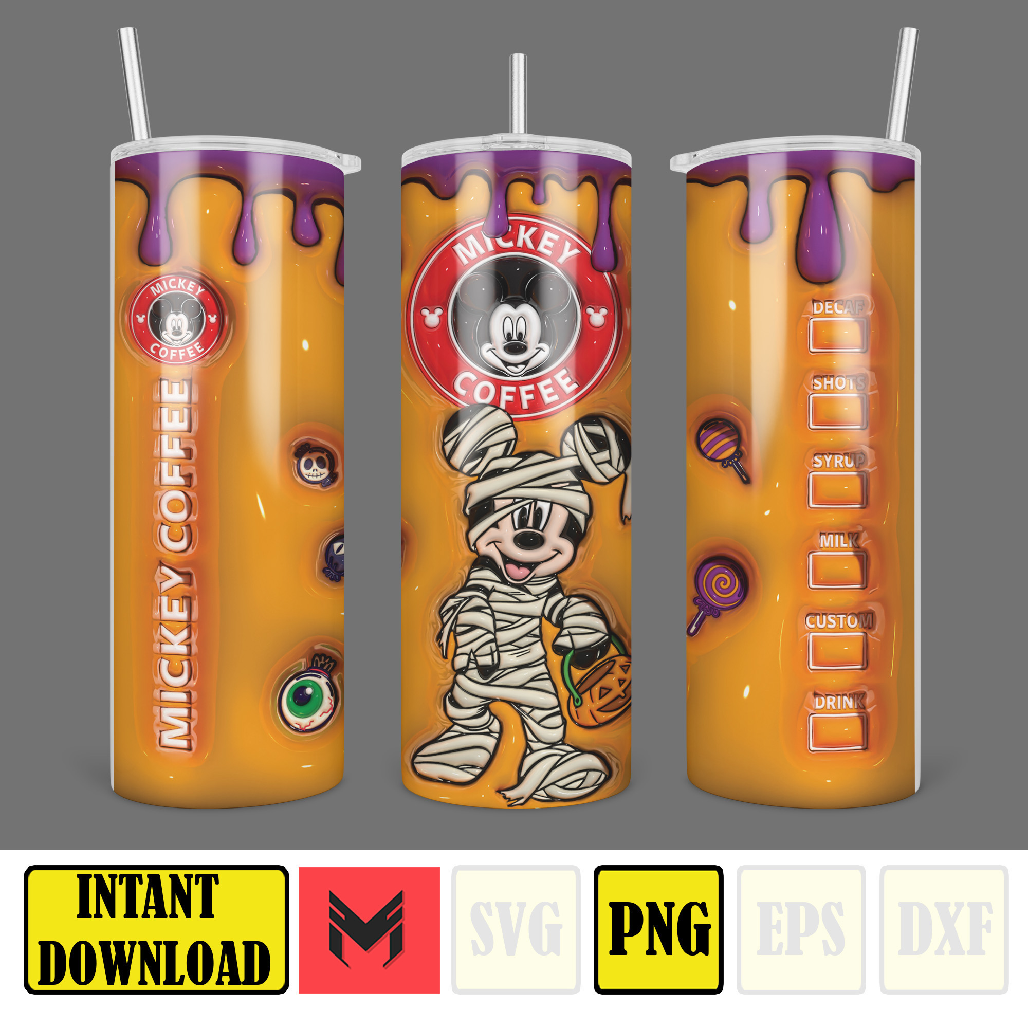 3D Inflated Sublimation Tumbler Design Download PNG, 20 Oz D - Inspire ...