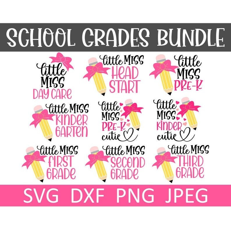 School SVG Bundle, Little Miss Pre-K, Kindergarten, Girl, Di - Inspire ...