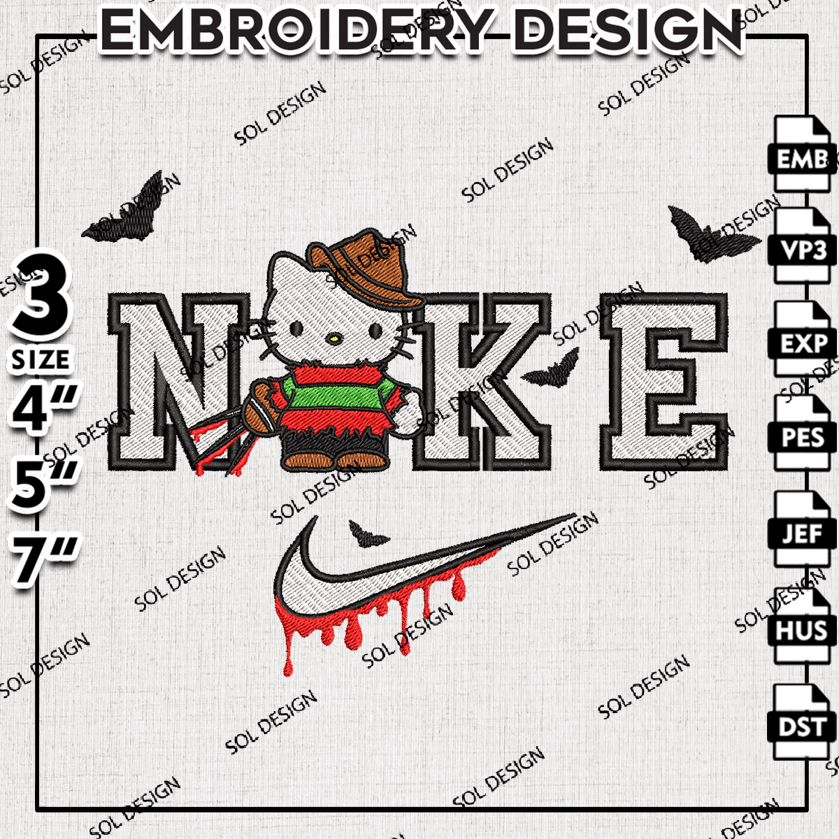 Nike Hello Kitty In Jason Voorhees Embroidery Files, Horror | Inspire ...