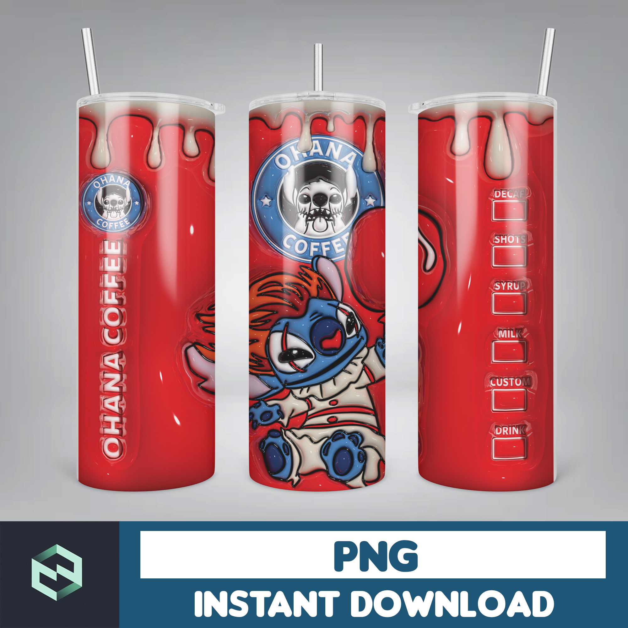 3D Inflated Sublimation Tumbler Design Download PNG, 20 Oz D | Inspire ...
