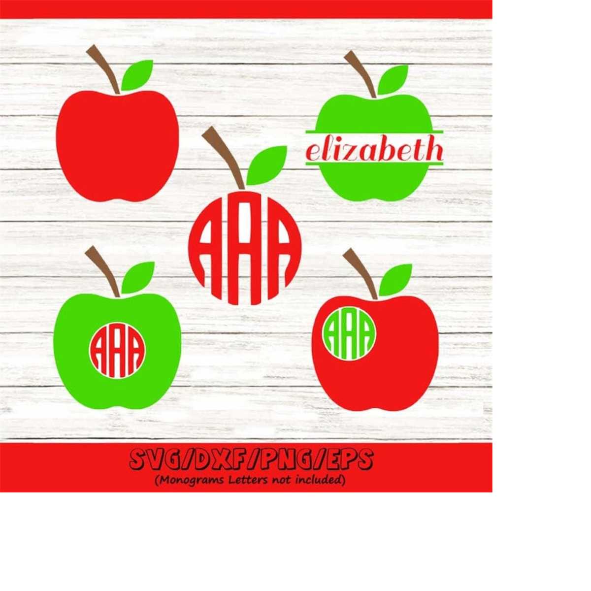Apple SVG, Monogram Apple SVG Frames, PNG, Eps, Dxf, Circle | Inspire ...