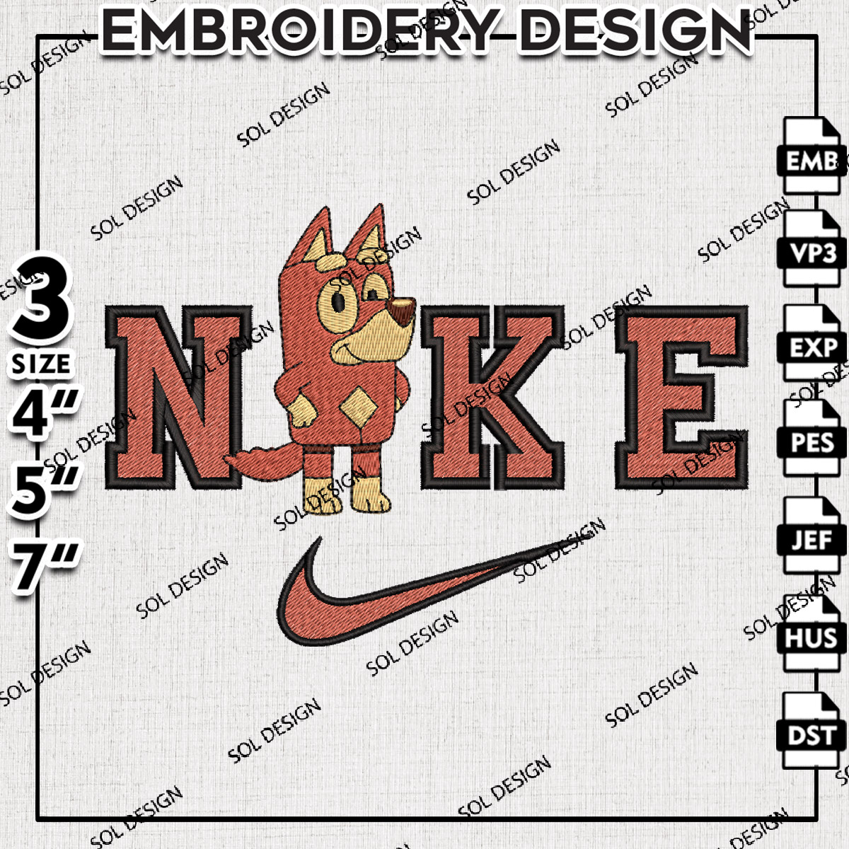 Nike Rusty Bluey Embroidery Files, Cartoon Embroidery, Bluey | Inspire ...