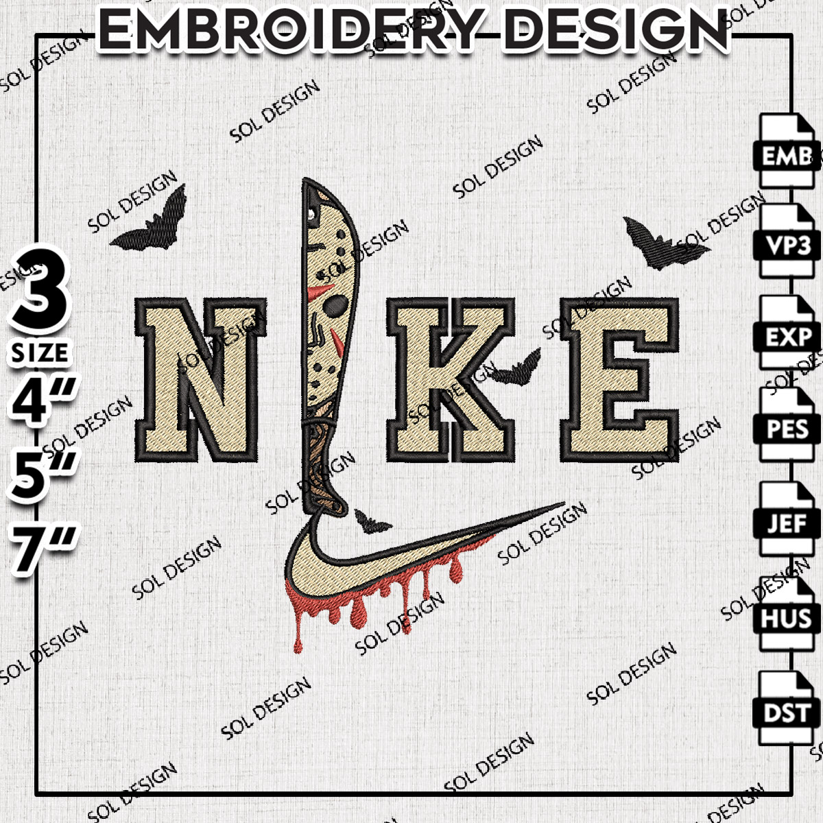 Nike Jason Voorhees With Knife Embroidery Files, Horror Char | Inspire ...