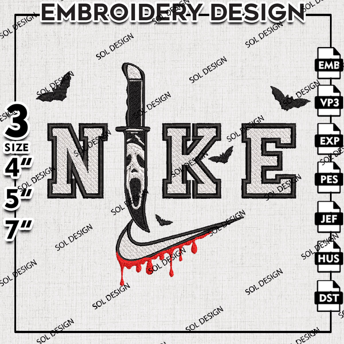 Nike Ghost Face With Knife Embroidery Files, Horror Characte | Inspire ...