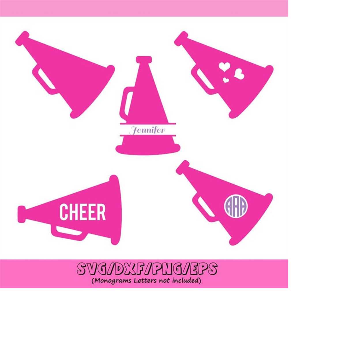 Cheer Megaphone SVG Cut Files, Cheer Monogram Svg, Megaphone | Inspire ...