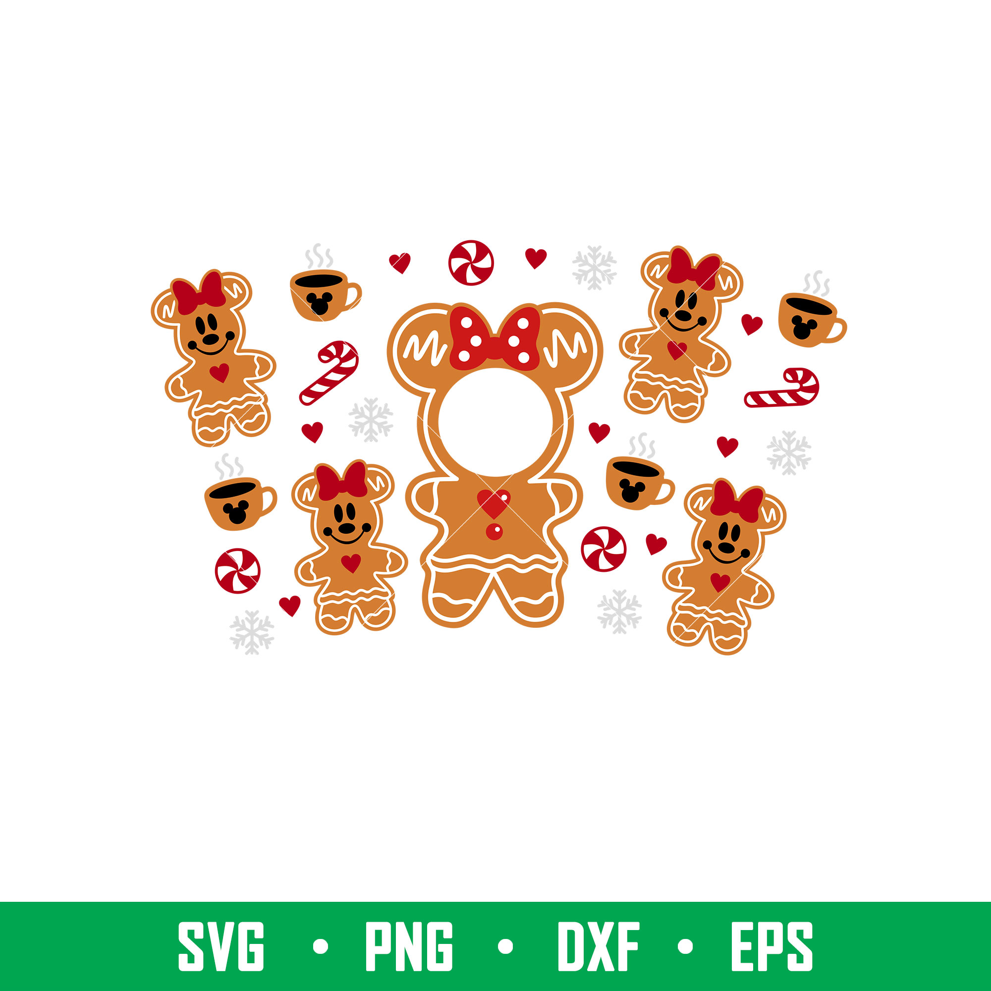 Gingerbread girl, Gingerbread Minnie Mouse Full Wrap Svg, St | Inspire ...
