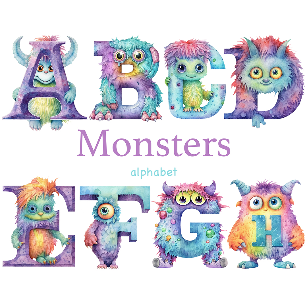 Monsters Alphabet | Cute Monsters Clipart - Inspire Uplift