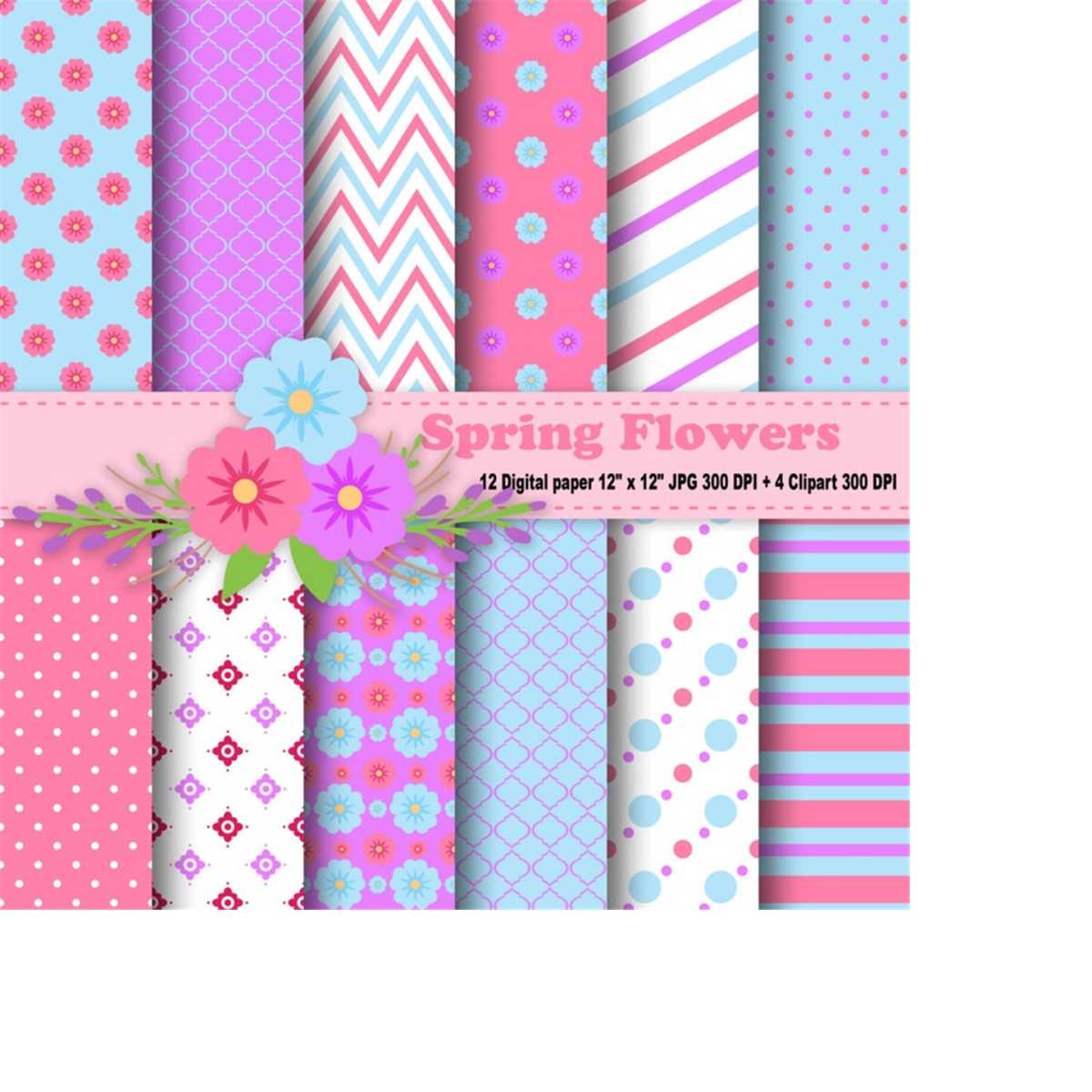 Flower Digital Paper, Flower Clipart, Floral Digital Paper, | Inspire ...
