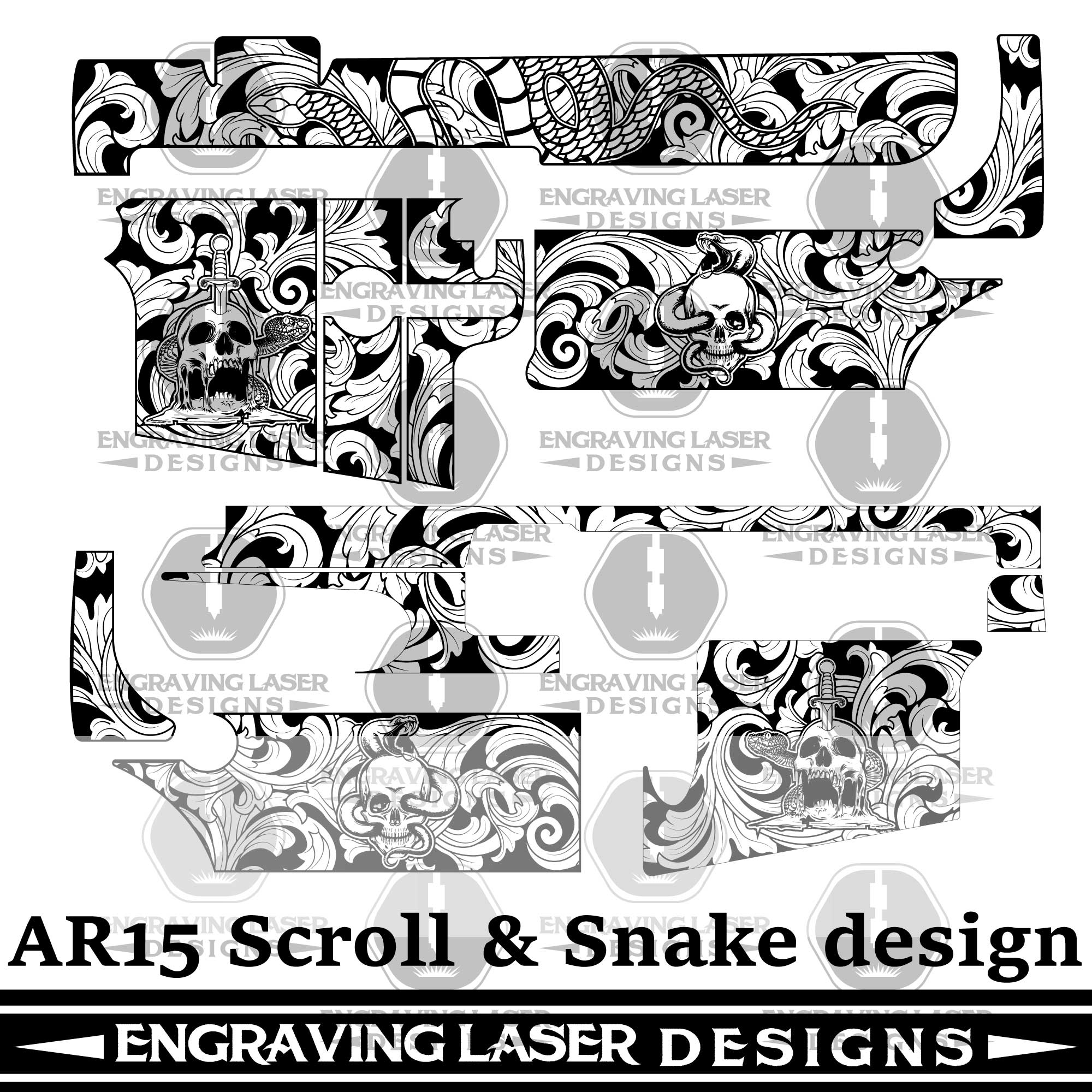 Engraving Laser Designs AR15 Scroll & Snake design | Inspire Uplift