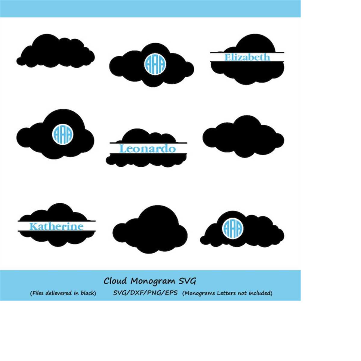 Cloud SVG, Cloud monogram svg, Cloud clipart, Clouds Svg, Cl | Inspire ...
