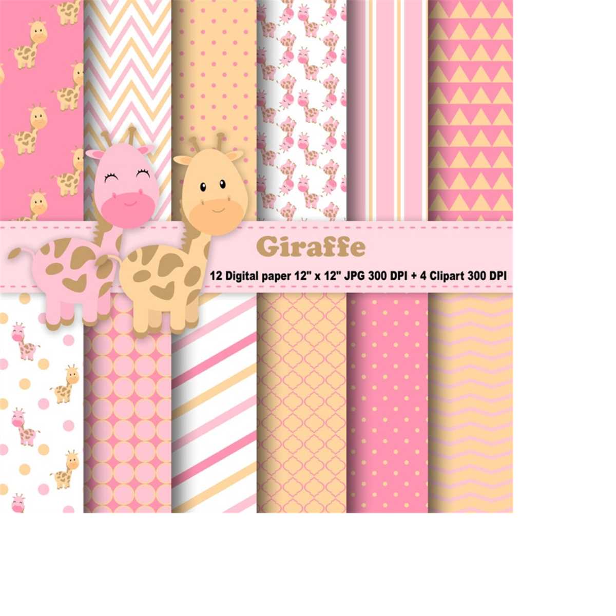 Giraffe Digital Paper, Giraffe Clipart, Animals, Jungle, Zoo | Inspire ...