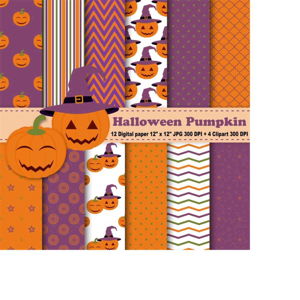 Halloween Digital Paper, Halloween Clipart, Trick Or Treat, | Inspire ...