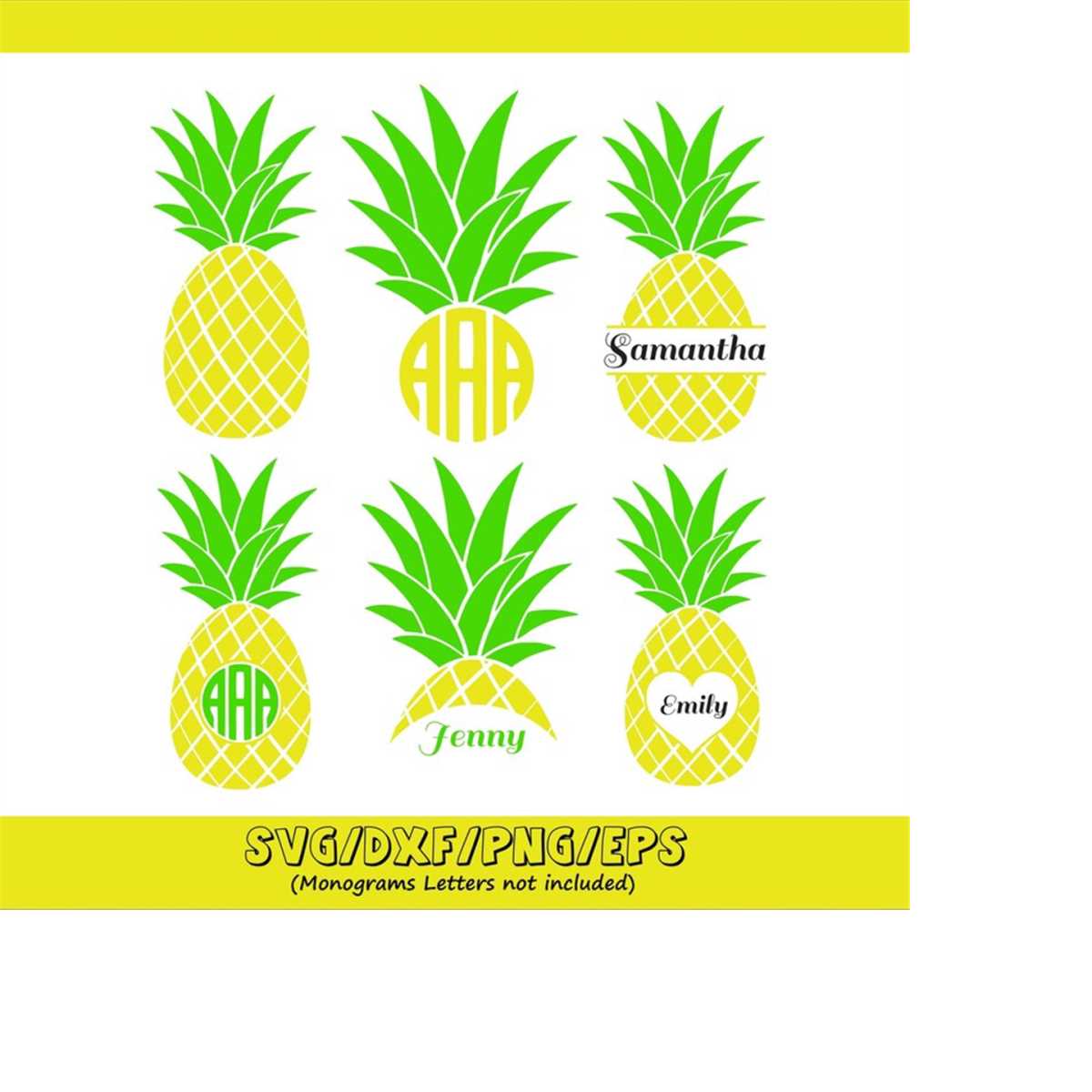 Pineapple SVG, Pineapple Monogram Frames, Silhouette SVG, Pi | Inspire Uplift